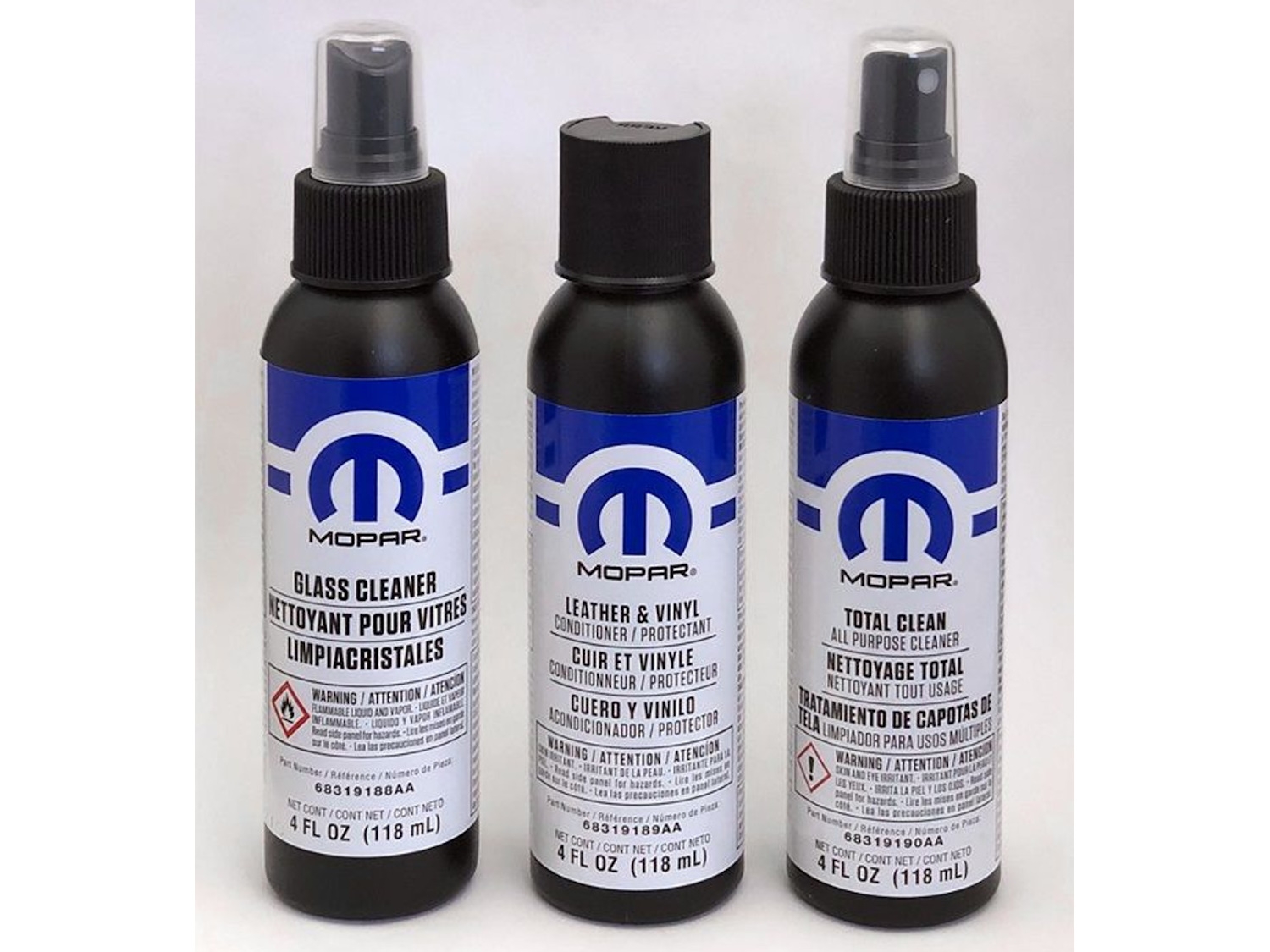 Mopar Car Care Kit With Glass Cleaner / Leather & Vinyl Conditioner ...