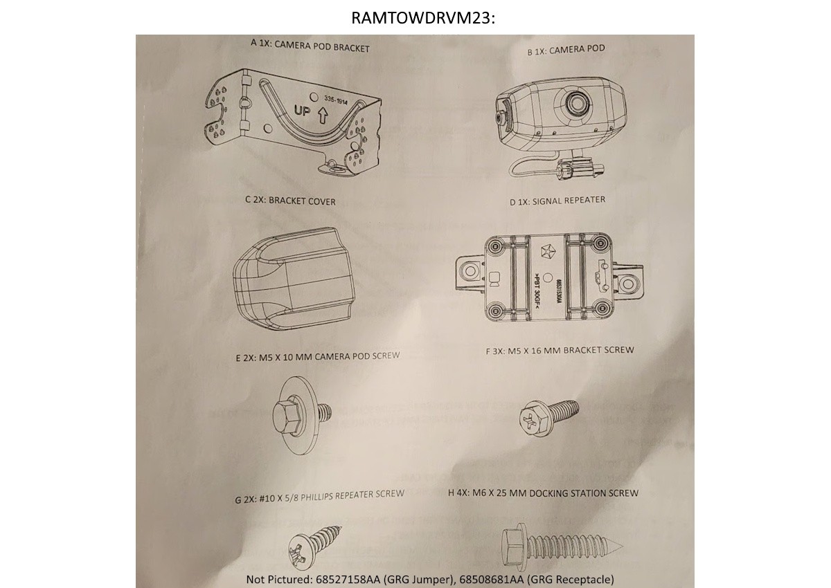 Mopar Tow Mode Trailer Camera Package For Use With DRVM Digital Rear ...