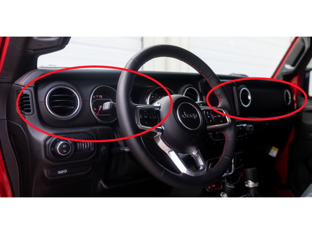Mopar Dashboard Panel Trim Kit Black Leather & Red Stitching Launch ...