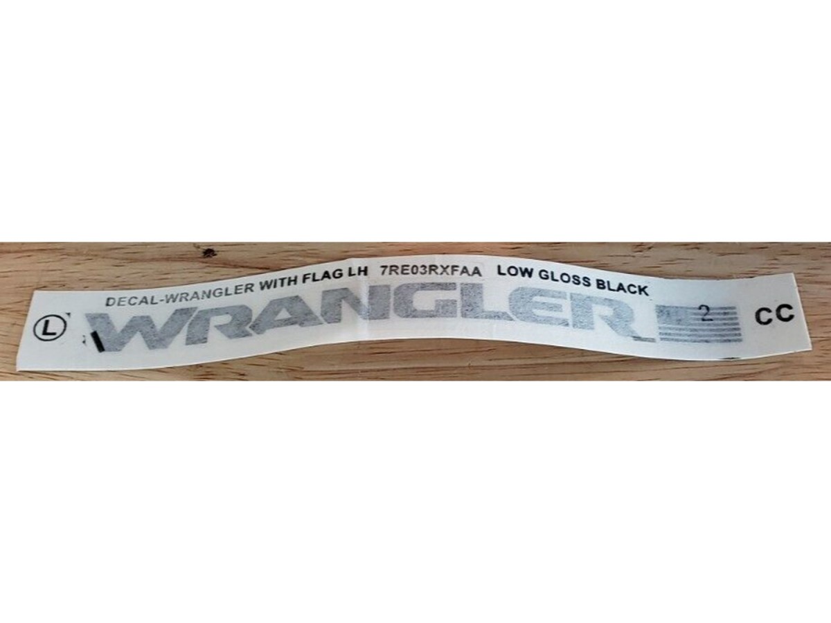 Mopar Decal Wrangler With American Flag Low Gloss Black For Driver Side ...