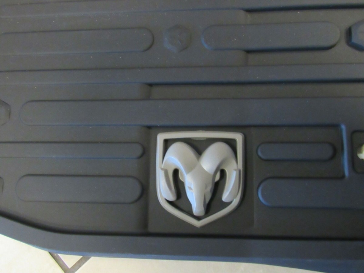 Mopar Rubber Mats Bucket Style Front & Rear Black With Ram's Head Logo ...