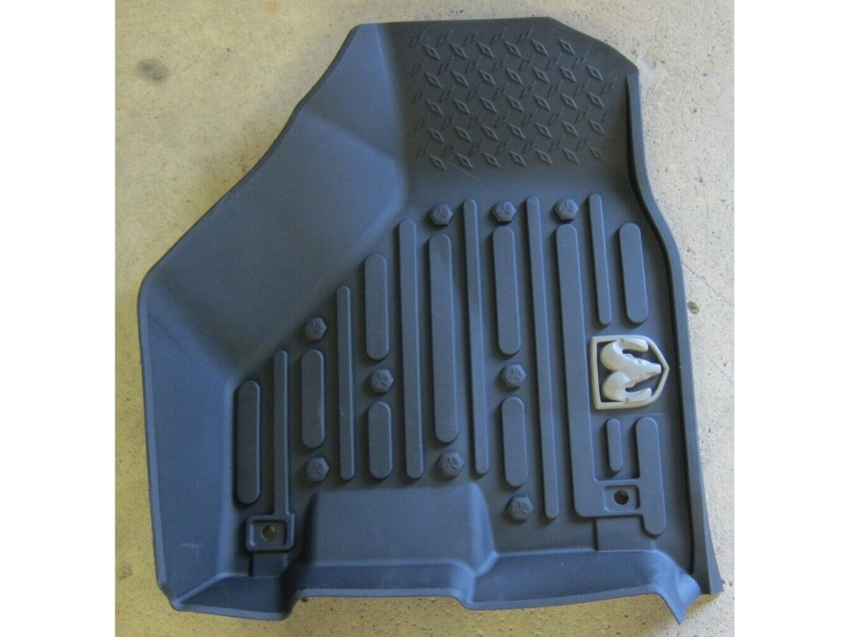 Mopar Rubber Mats Bucket Style Front & Rear Black With Ram's Head Logo ...