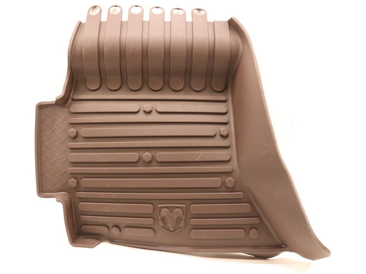 Mopar Rubber Mats Bucket Style Front & Rear Brown With Ram's Head Logo ...