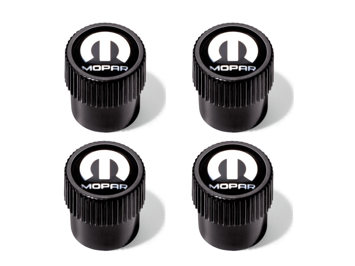 Mopar Wheel Valve Stem Caps Black With Mopar Logo Kit Of Four ...