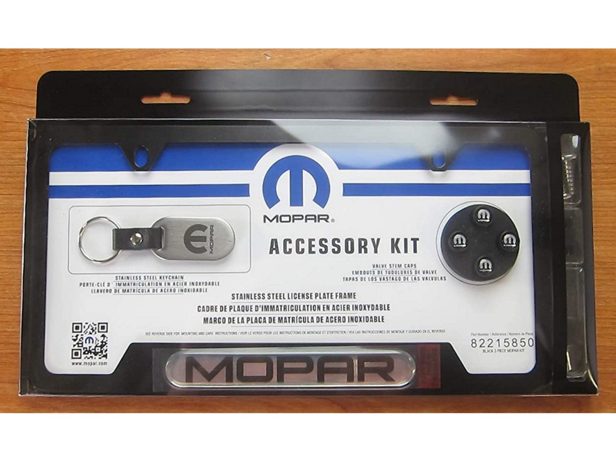 Mopar License Plate Frame Gift Set Mopar Logo Black With Valve Stem ...