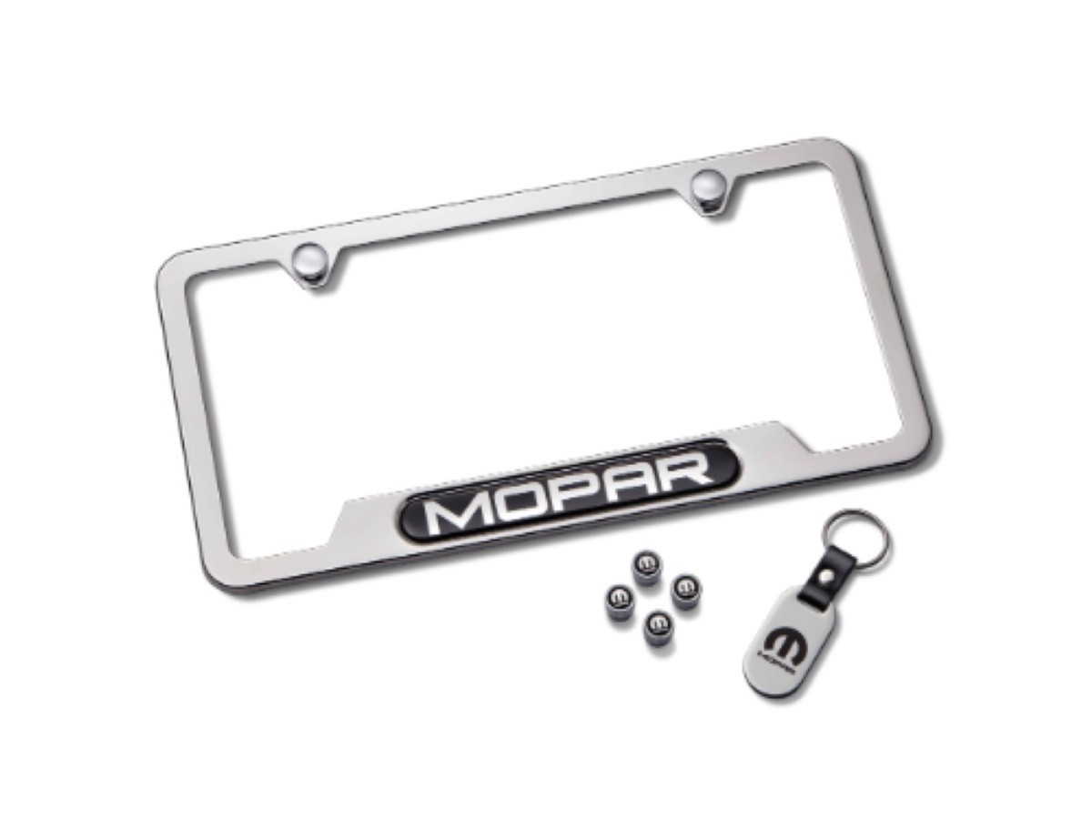 Genuine Mopar License Plate Frame Gift Set - Mopar Logo Silver ...