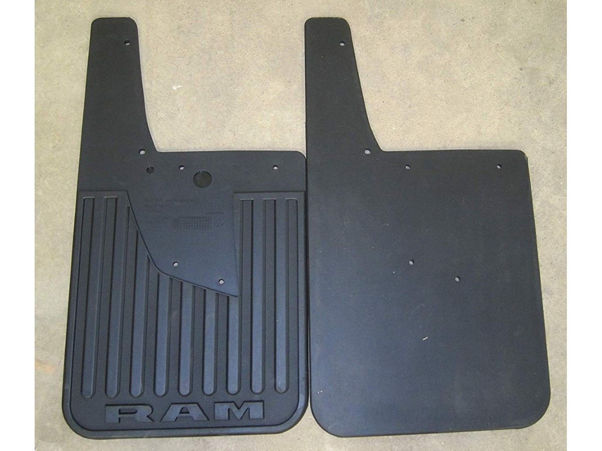 Mopar Flat Splash Guards Black With RAM Logo Rear Pair For Vehicles ...