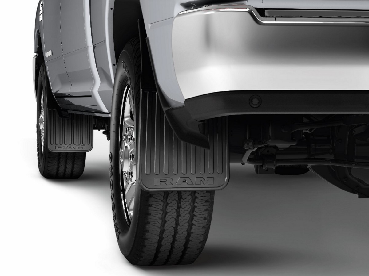 Mopar Flat Splash Guards Black With RAM Logo Rear Pair For Vehicles ...