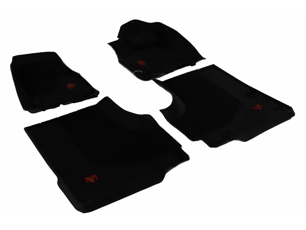 Mopar All Weather Floor Mats Black Color With Red Ram's Head Logo For ...